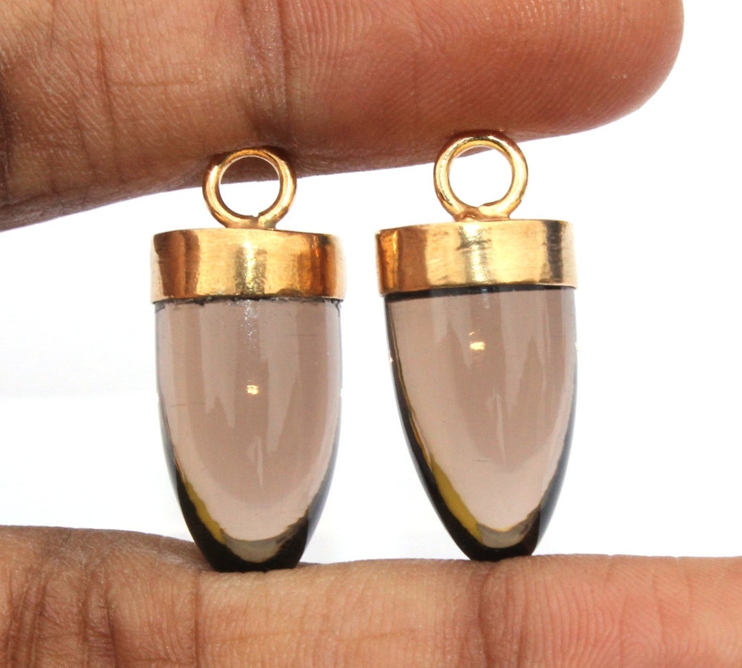 2 Pcs Smoky Quartz Gold Capped Bullet Shaped Pendant / 23x11mm - Etsy