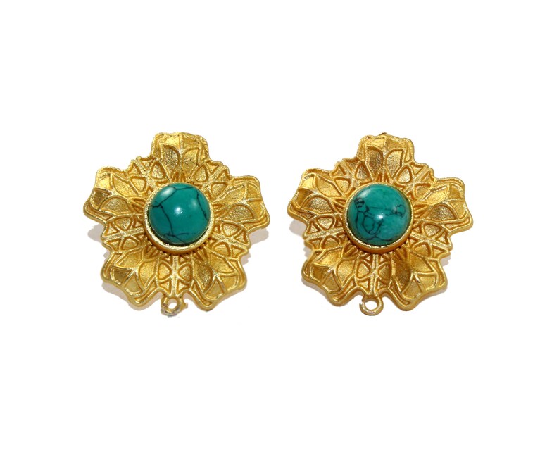 Multi Stone Stud Flower Connector Post Stud 25mm Matte Finish | Etsy