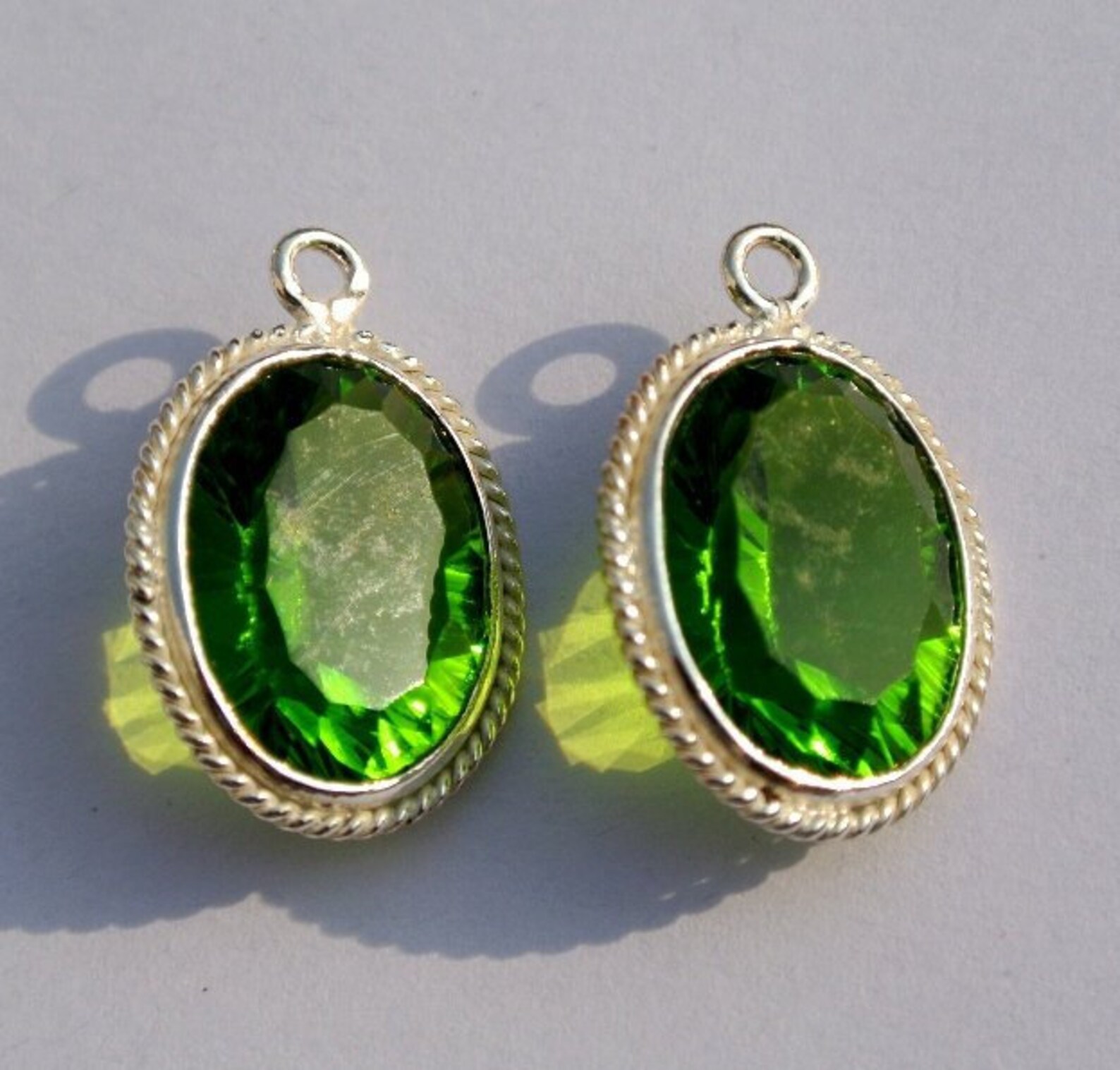 1 Pair 17x13mm Bezel Set Peridot Quartz Concave Cut Oval | Etsy