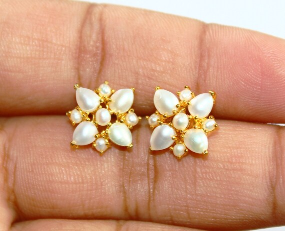 22kt Gold Plated Pearl Connector Post Stud / 13mm Prong Set - Etsy