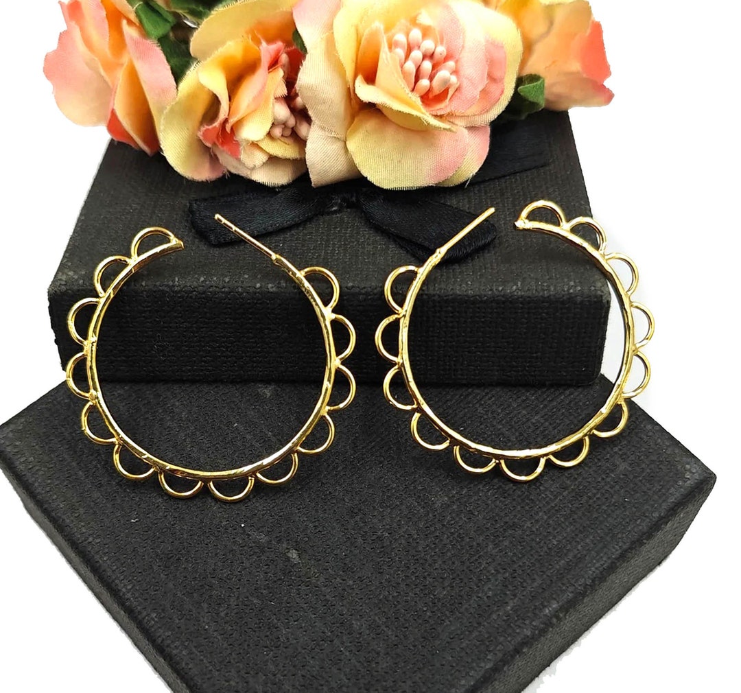 Designer Hoop Earrings 46mm 22kt Gold Plated Handcrafted Hoop Earrings ...