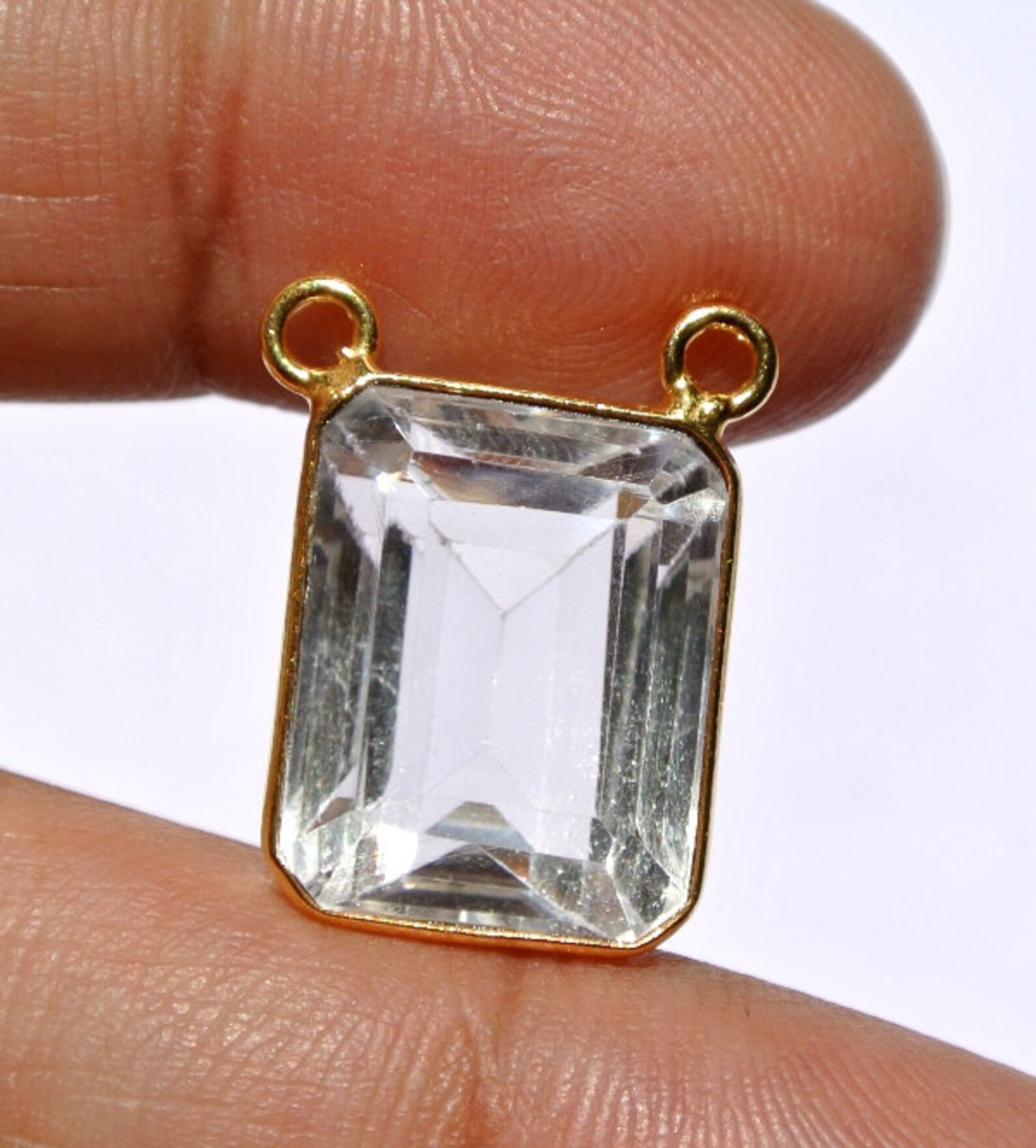 1 Pair Gold Plated Natural Rock Crystal Quartz Pendant / - Etsy
