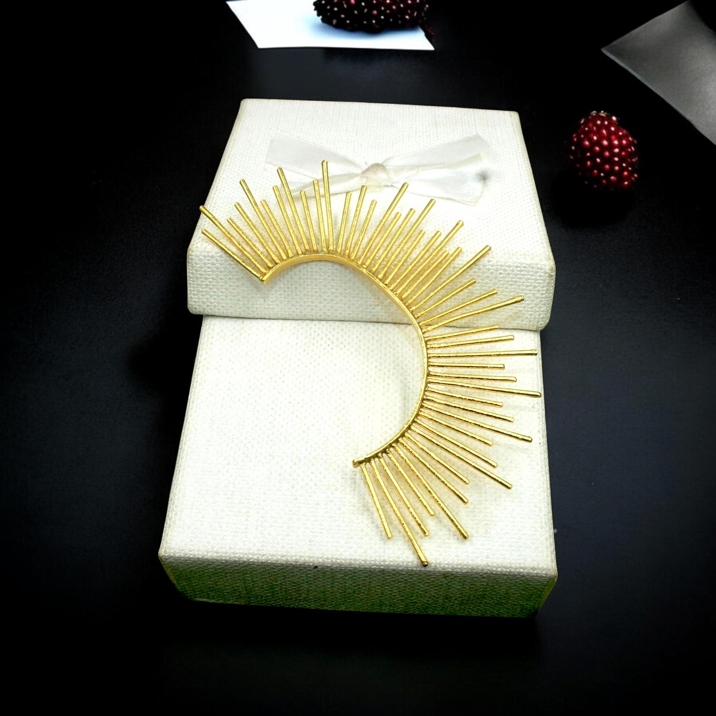 Rising Sun Ear Cuff | 22kt Gold, Silver, Black Rhodium & Rose Gold ...