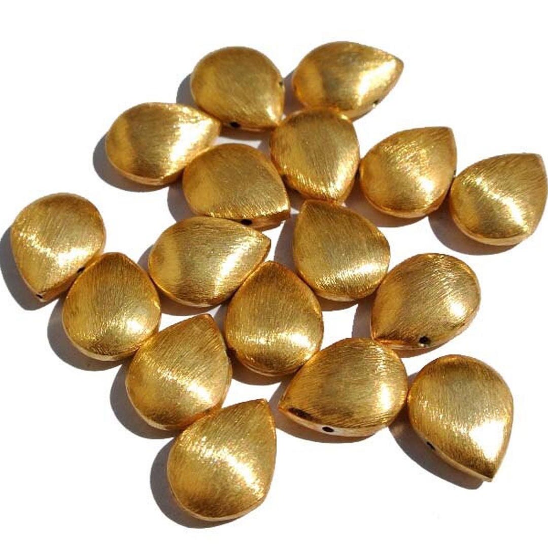10pcs Gold Plated Pear Shaped Metal Beads, High Quality Gold Plated ...