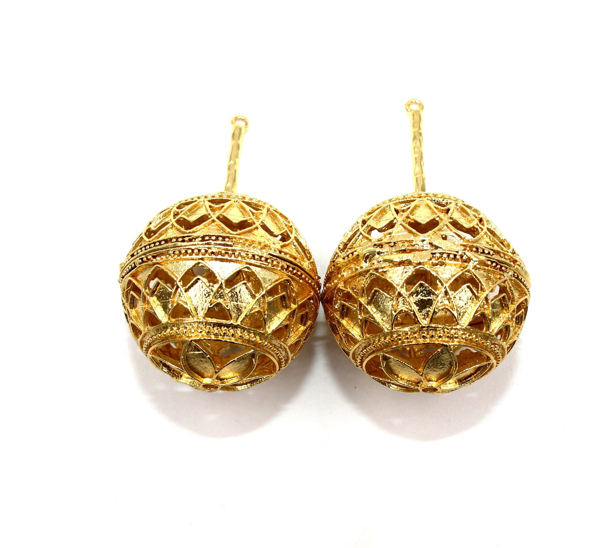 68x34mm Gold Plated Filigree Ball Pendant / Designer Earring | Etsy