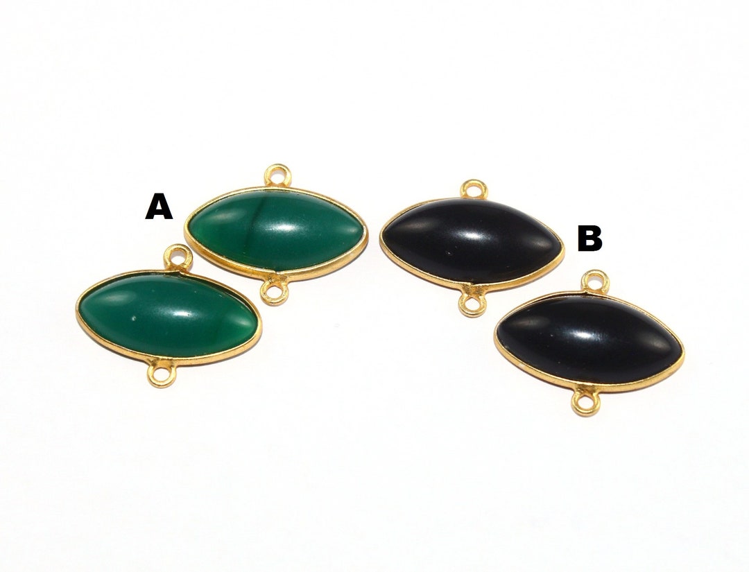 Conector en forma de marquesa de piedra negra y verde de 17x20 mm ...