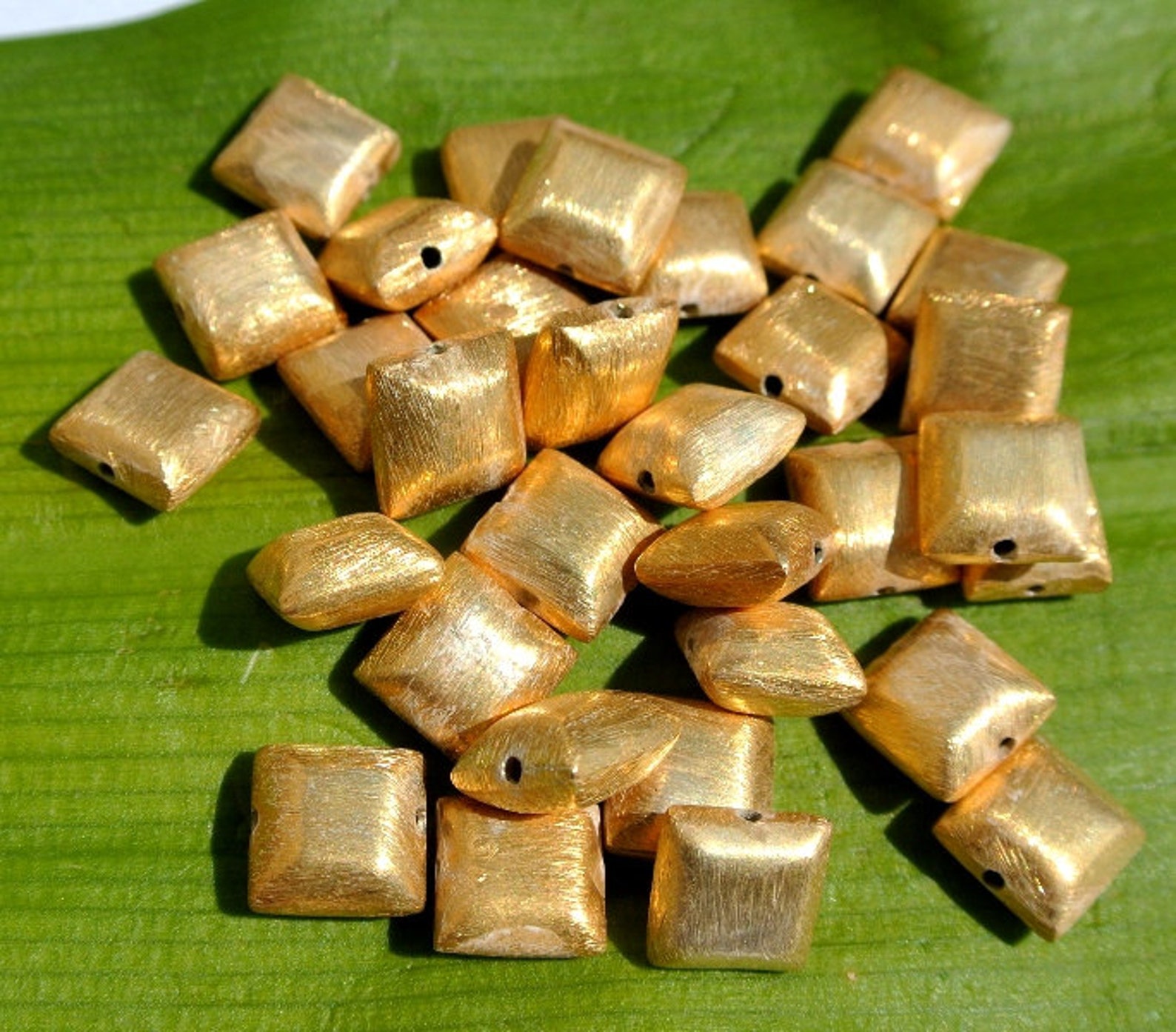 10pcs Gold Plated Puffy Square Beads 10x10mm High Quality Gold - Etsy India