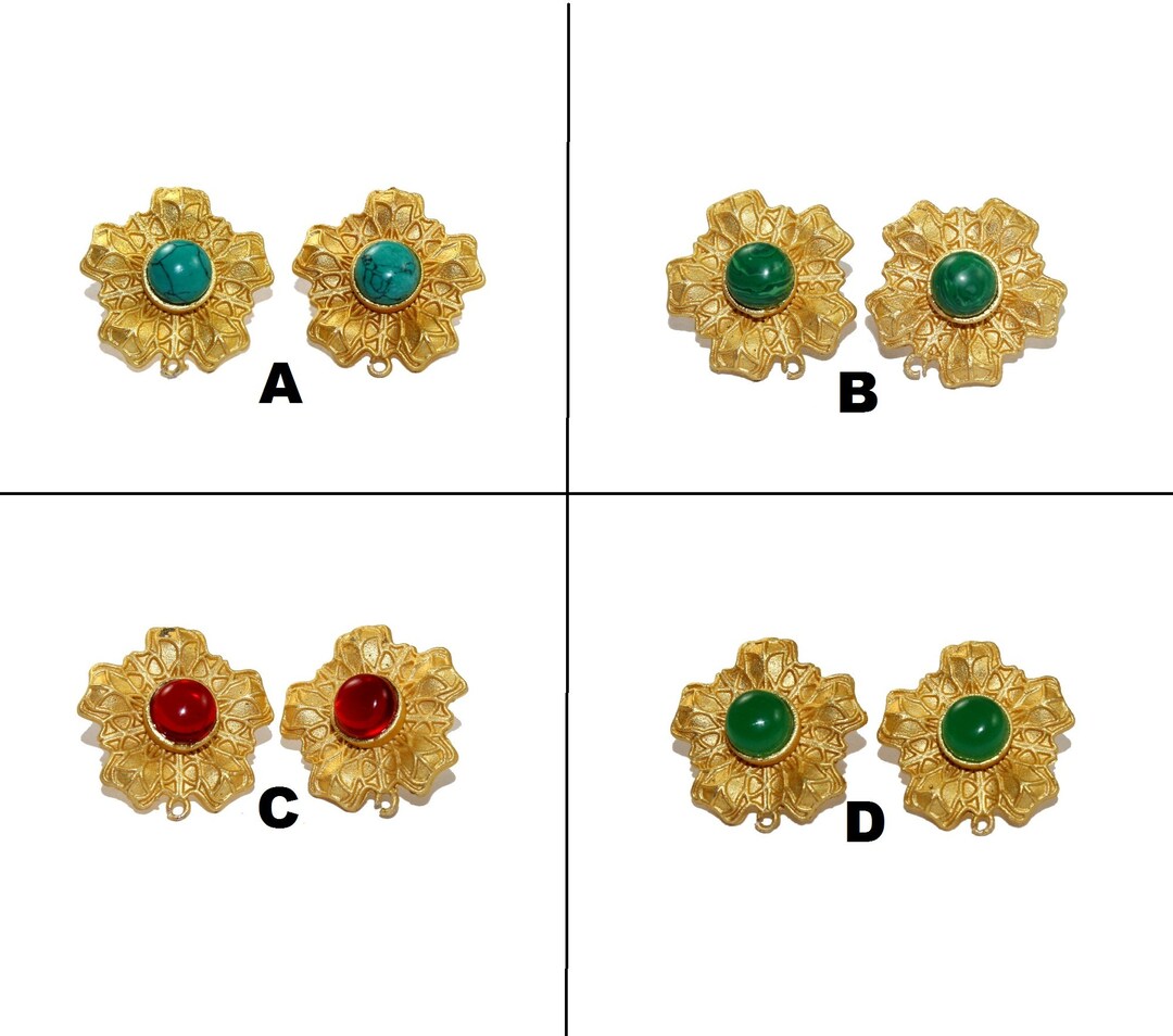 Multi Stone Stud Flower Connector Post Stud 25mm Matte Finish - Etsy