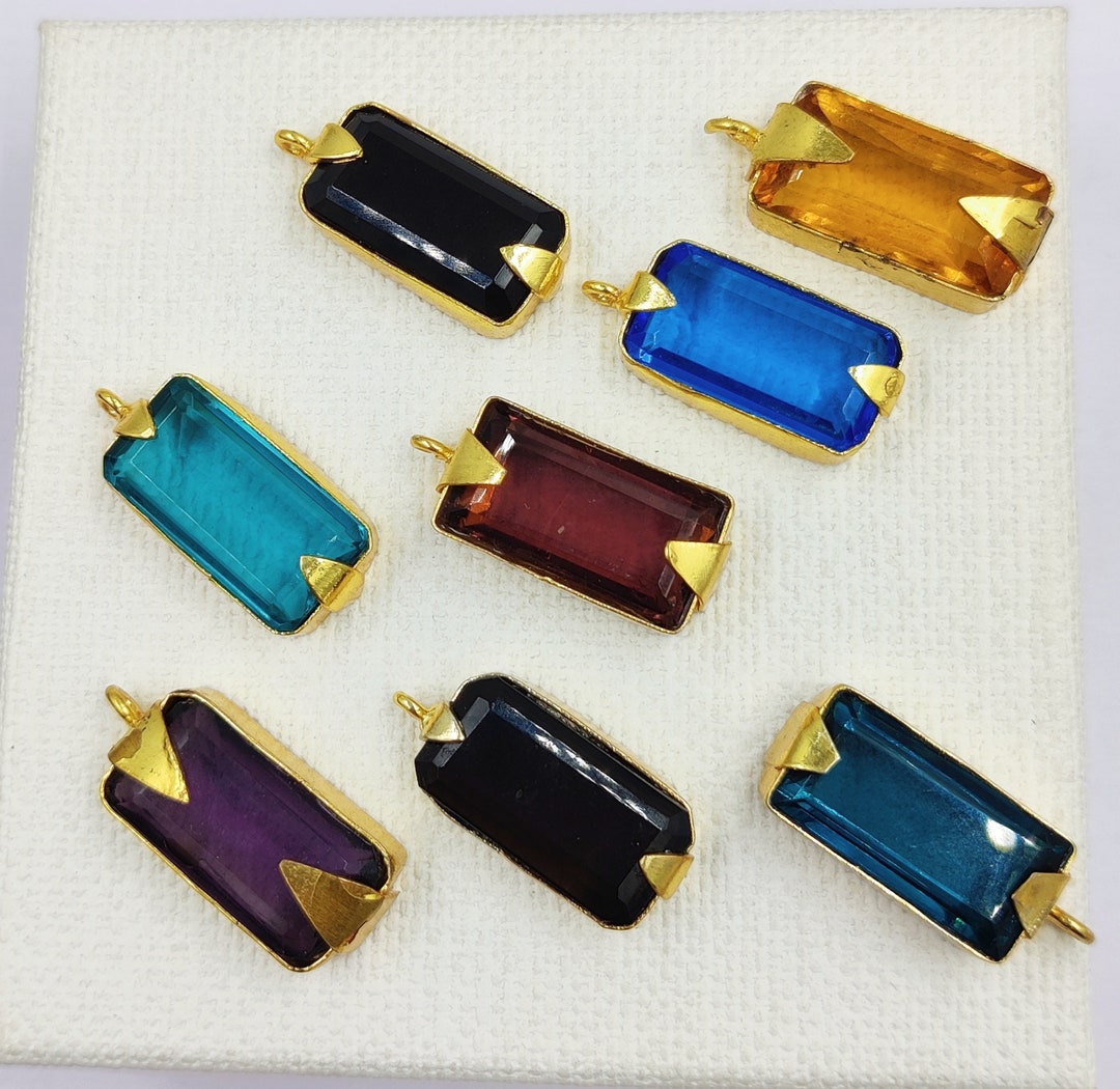 Faceted Multi Color Quartz Rectangle Gemstone Pendant / 22x10mm ...