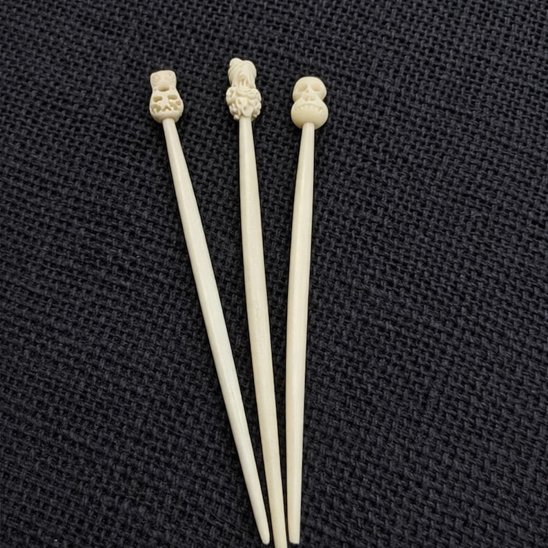 Hand Carved Buffalo Bone Hair Stick, Designer Elephant Hair Pin Set ...