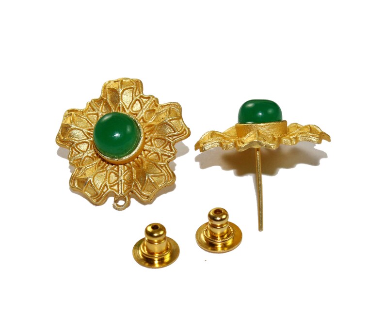 Multi Stone Stud Flower Connector Post Stud 25mm Matte Finish | Etsy