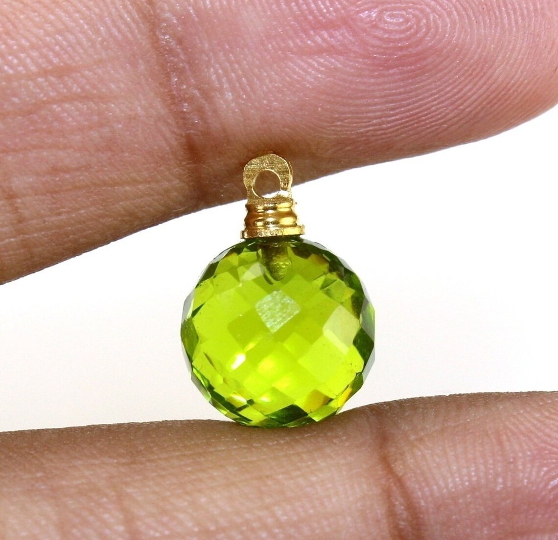 12mm Peridot Quartz Faceted Ball Charm / 22kt Gold Plated - Etsy