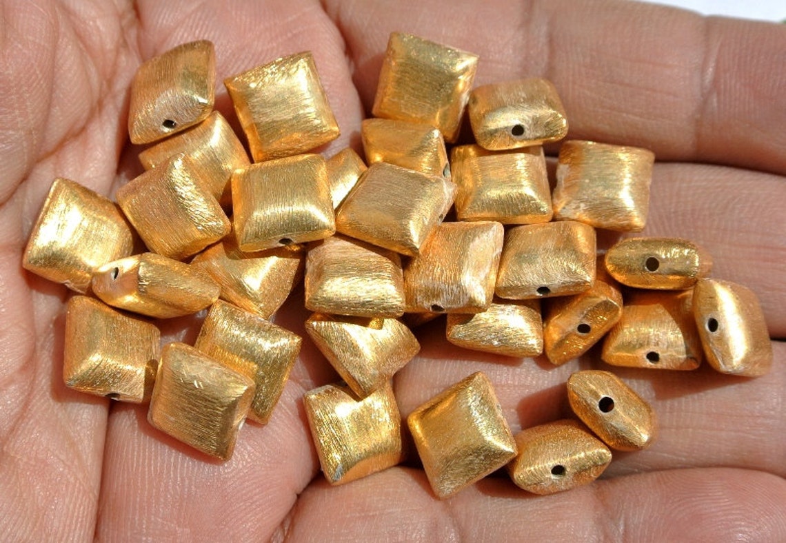 10pcs Gold Plated Puffy Square Beads 10x10mm High Quality Gold - Etsy India