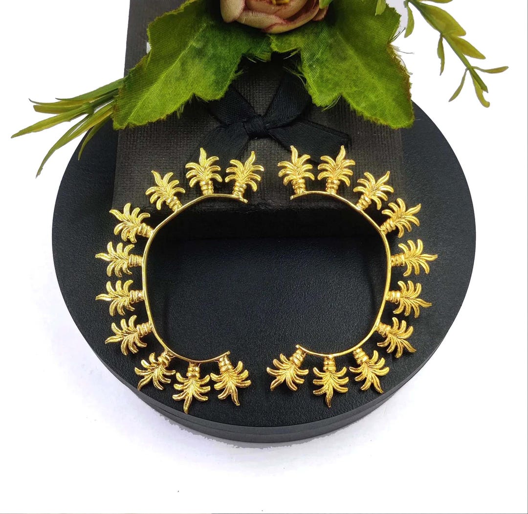 Coconut Tree Ear Cuff 22kt Gold Silver Black Rhodium & Rose Gold Plated ...