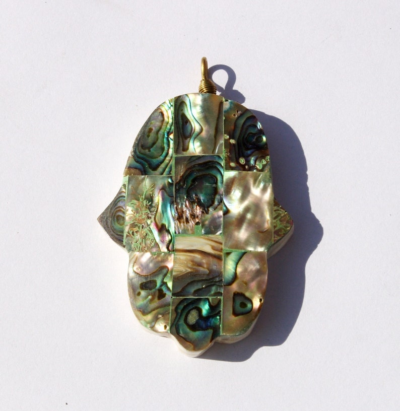 Brass Abalone Shell Hamsa Hand Pendant / 67x42mm Abalone Shell - Etsy
