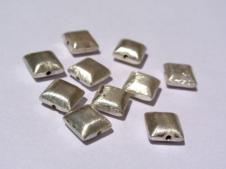 10pcs Silver Brushed Square Beads 10x10mm High Quality Silver Plated ...