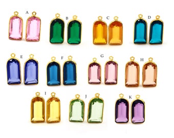 Faceted Multi Color Quartz Rectangle Gemstone Pendant / | Etsy