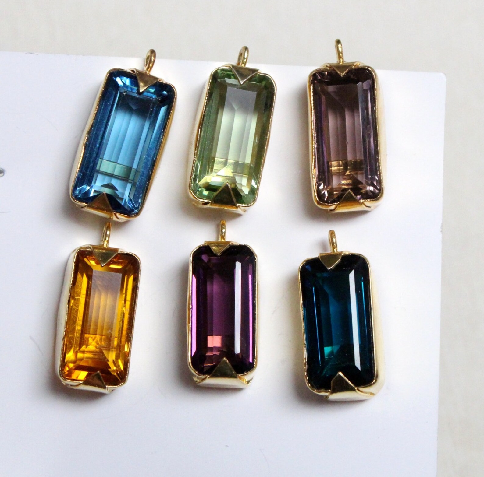 Faceted Multi Color Quartz Rectangle Gemstone Pendant / - Etsy