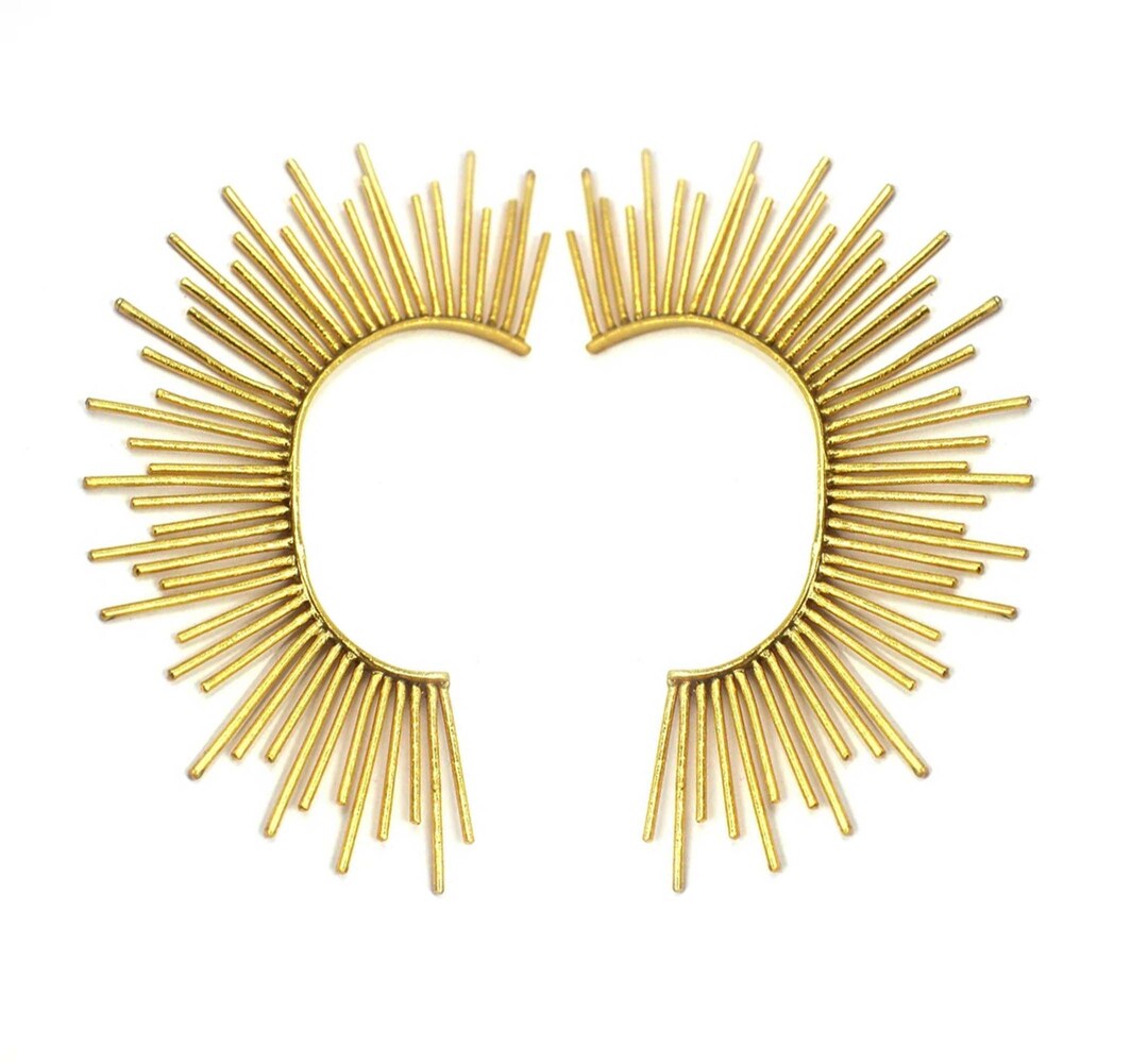 Rising Sun Ear Cuff | 22kt Gold, Silver, Black Rhodium & Rose Gold ...