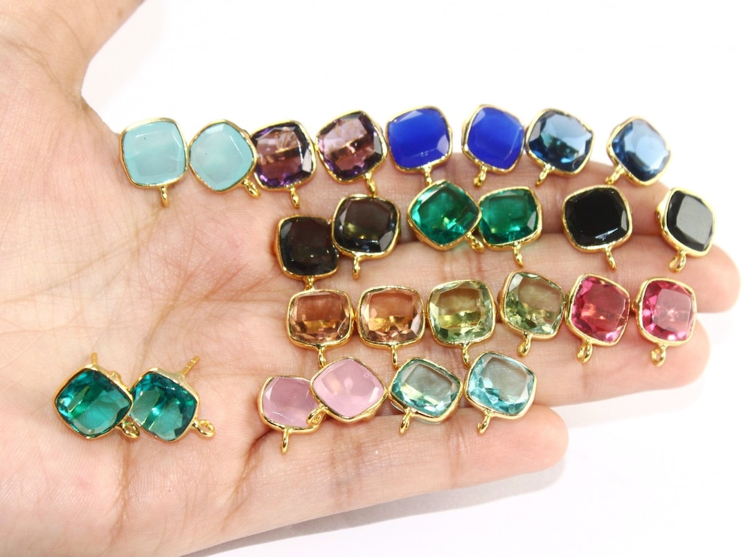 Bezel Set Multi Color Quartz Earring Post | Charm Pendants & Connectors ...