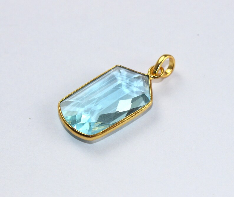 22kt Gold Plated Bezel Set Aqua Quartz Faceted Fancy Pentagon - Etsy