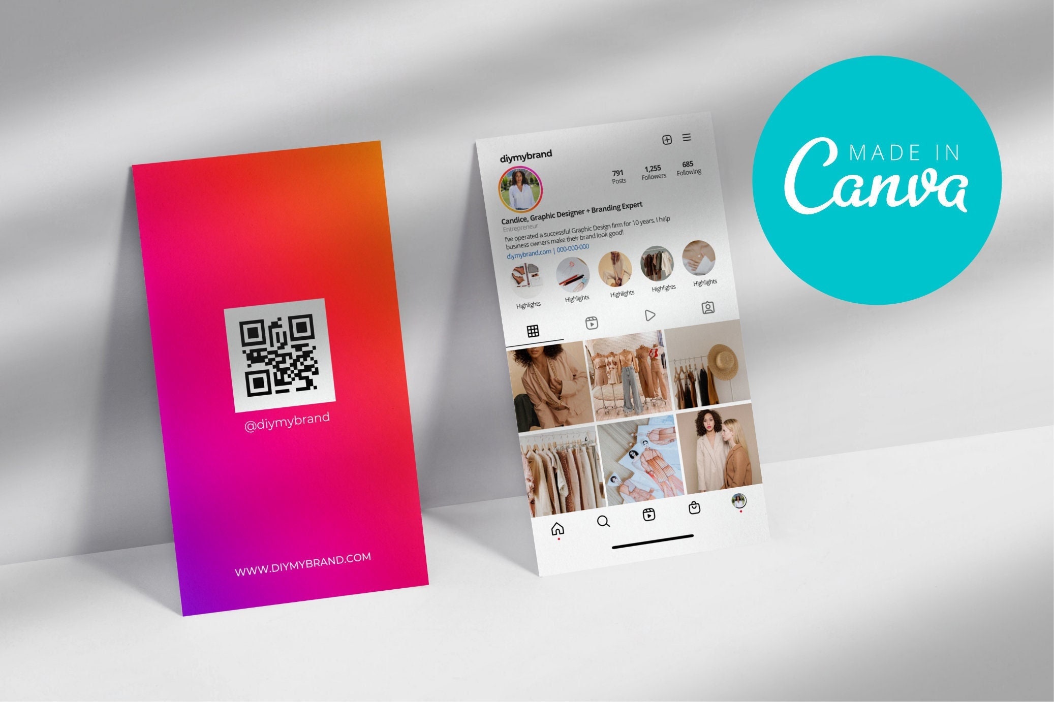 Tarjeta de presentación Instagram Canva Plantilla Descarga instantánea Tarjetas de presentación ...