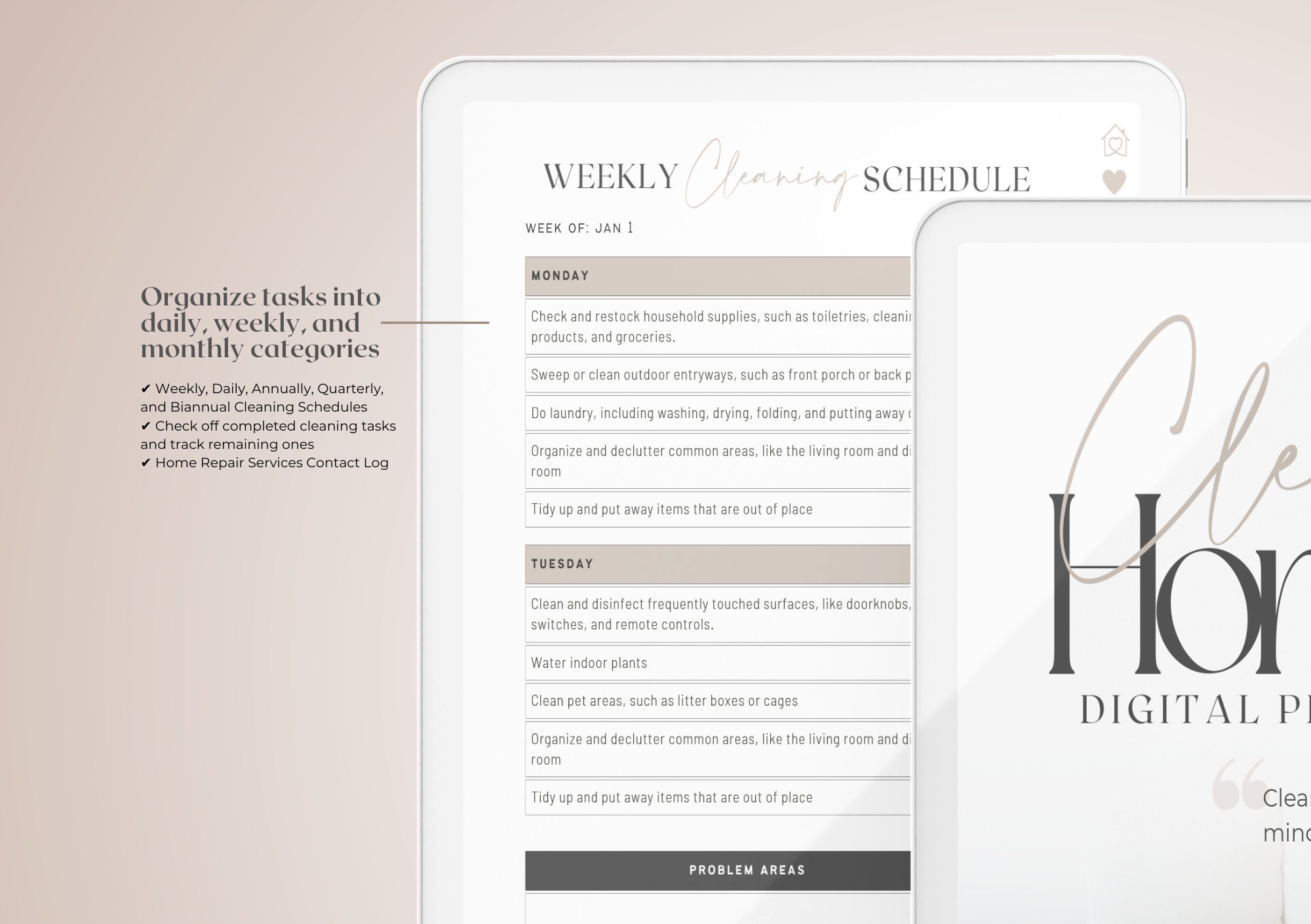 2024 Digital Planner | Checklist Cleaning | Daily, Weekly & Monthly ...