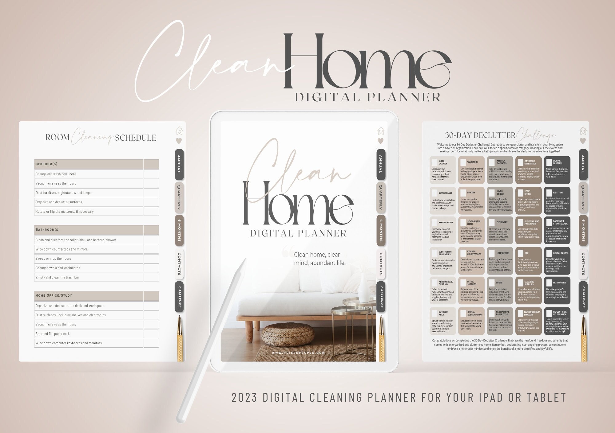 2024 Digital Planner | Checklist Cleaning | Daily, Weekly & Monthly ...