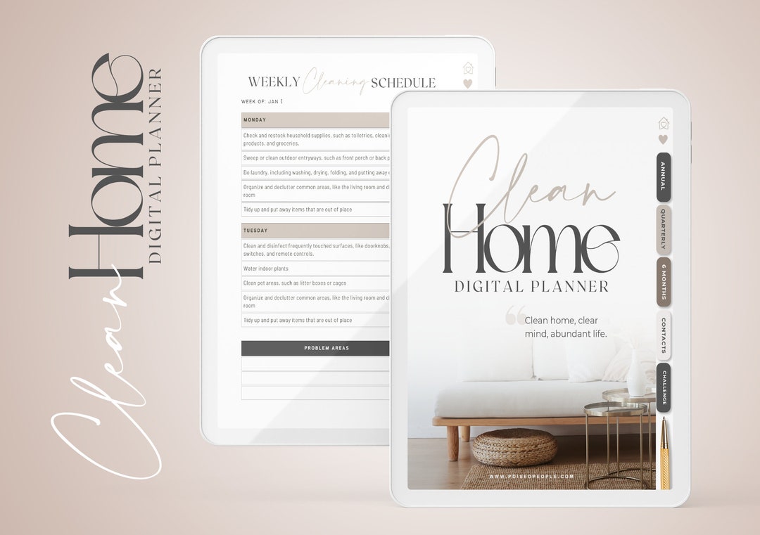 2024 Digital Planner | Checklist Cleaning | Daily, Weekly & Monthly ...
