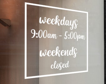 Custom Business Hours Decal Window Signage Inside Glass/outside Glass ...
