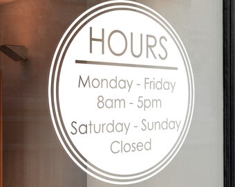 Custom Business Hours Decal Window Signage Inside Glass/outside Glass ...