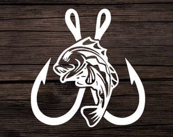 Fish hook decal | Etsy