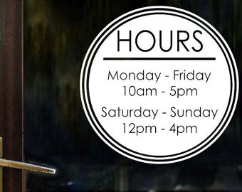 Store Hours Decal - Etsy