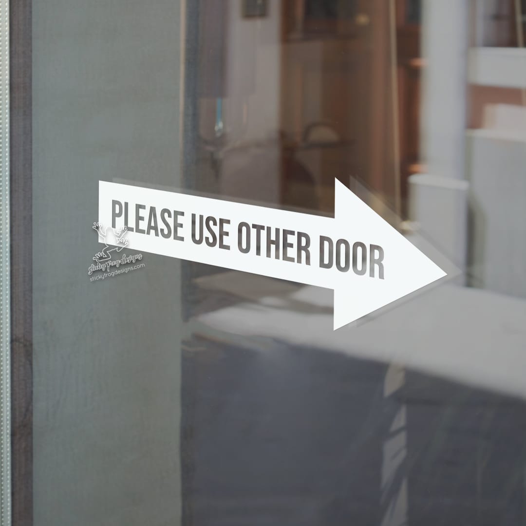 Please Use Other Door Decal - Directional Vinyl Sticker - Entryway ...