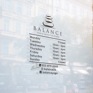 Store Hours Decal - Business Logo Window Sticker - Custom Hours of ...