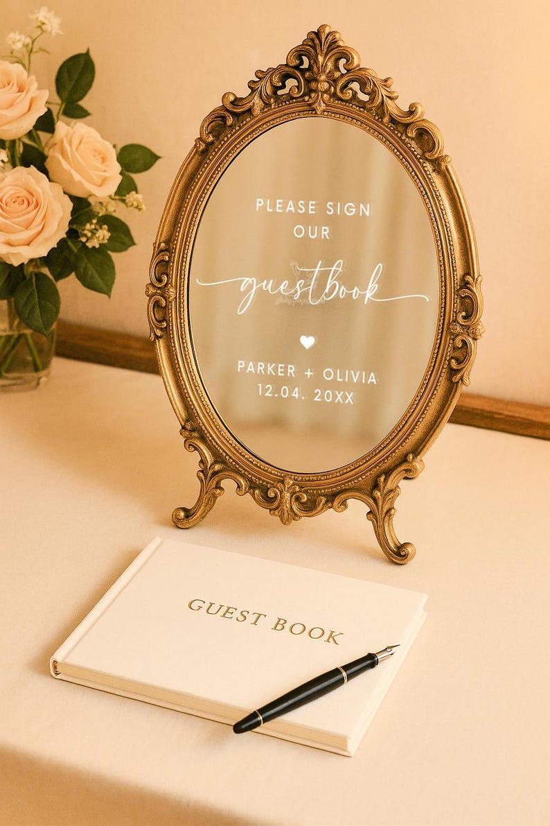 Please Sign Our Guestbook Decal - Wedding Mirror Decal - Guestbook ...