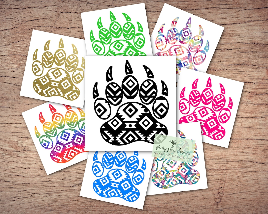 Aztec Bear Paw Decal Unique Bear Paw Sticker for Cars, Tumblers ...