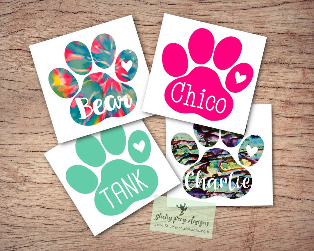 Custom Paw Name Decal - Personalized Pet Vinyl Sticker - Unique Pet ...
