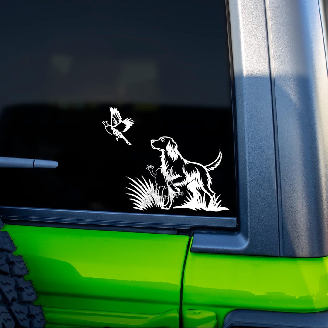 Setter Hunting Dog Decal - Bird Dog Vinyl Sticker With Pheasant ...