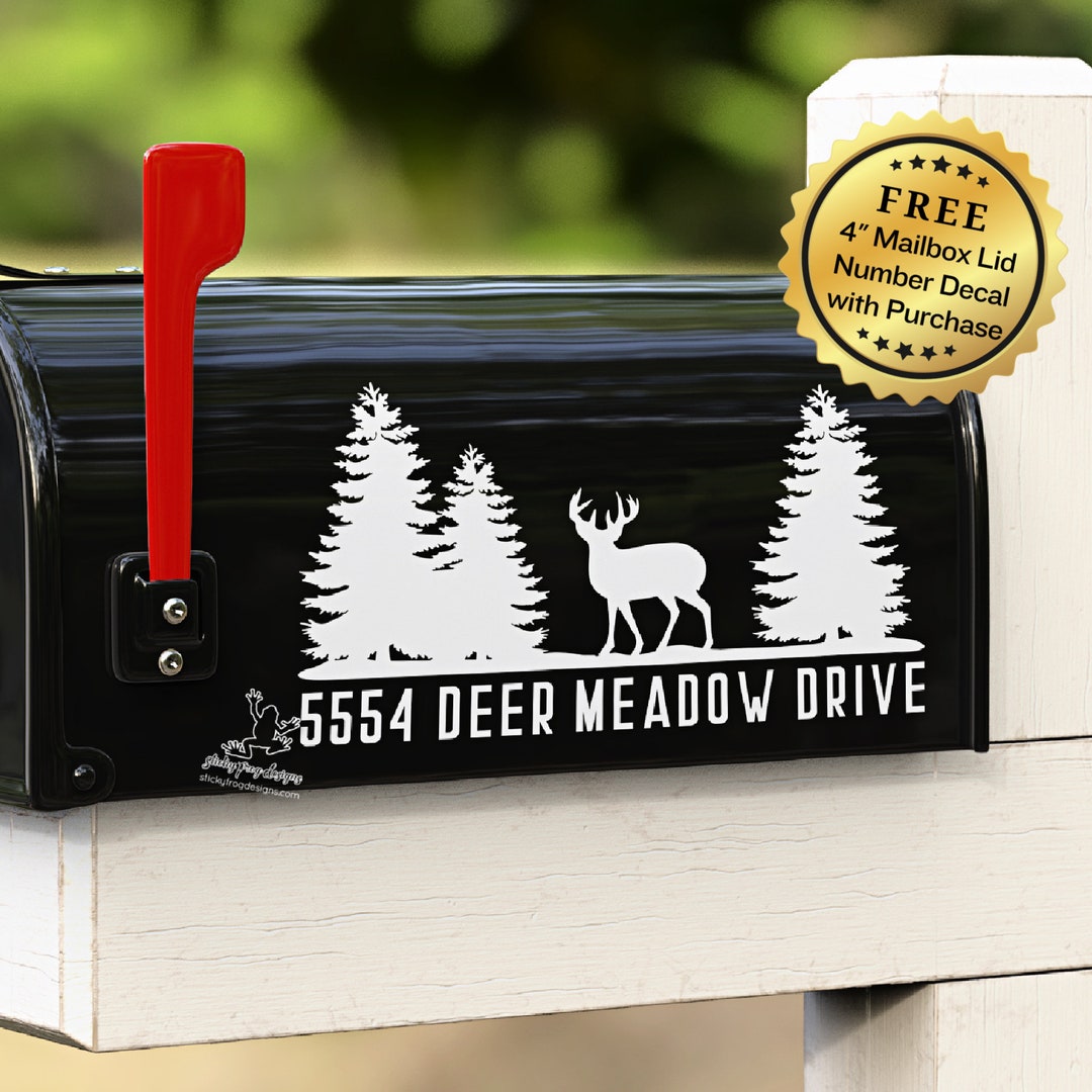 Personalized Deer Mailbox Decal - Custom Hunting Lodge Address Sticker ...