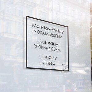 Store Hours Decal - Personalized Business Signage - Custom Open Close ...