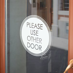 Please Use Other Door Decal - Round Directional Vinyl Sticker ...