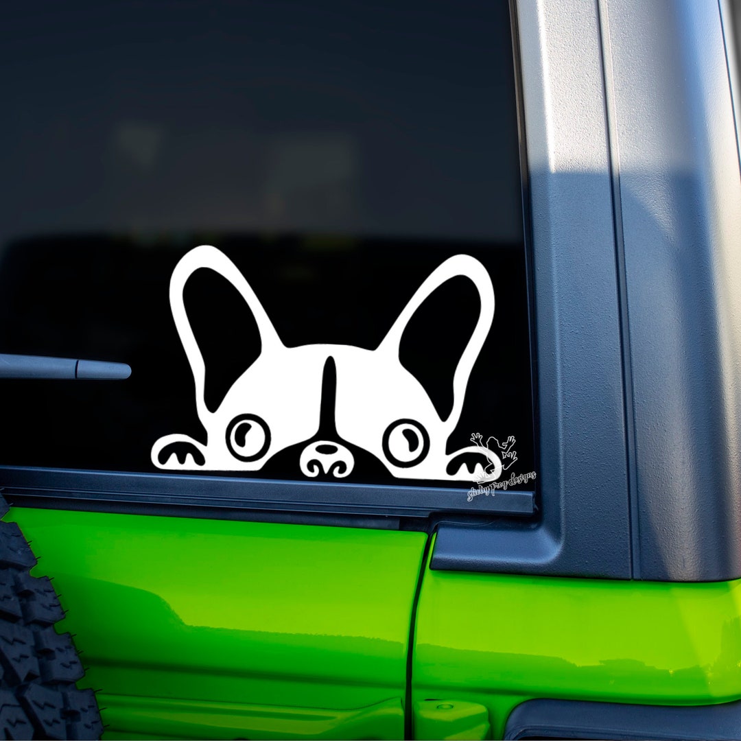 French Bulldog Decal for Cars - Peeking Frenchie Vinyl Sticker ...