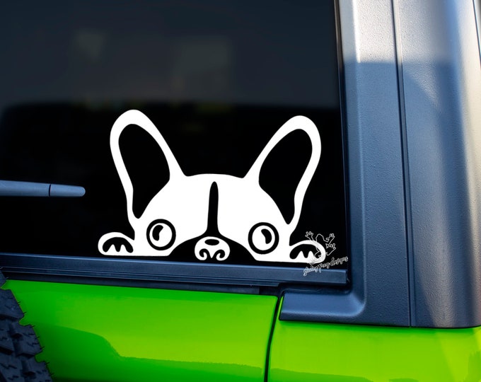 French Bulldog on Board Car Window Sticker for Women. Boston Terrier is ...