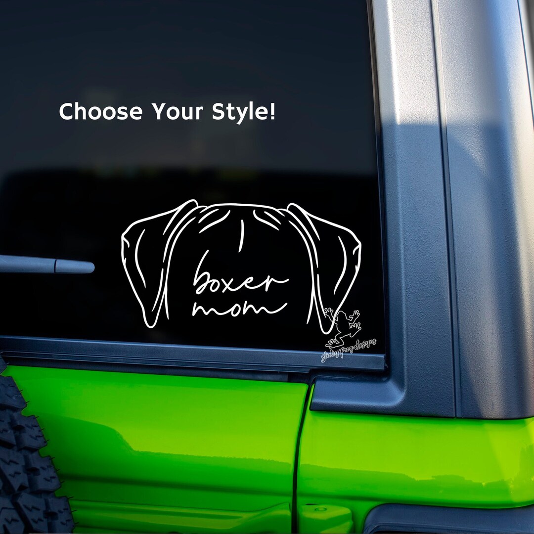 Boxer Ear Decal - Personalized Pet Vinyl Sticker - Boxer Mom Window ...