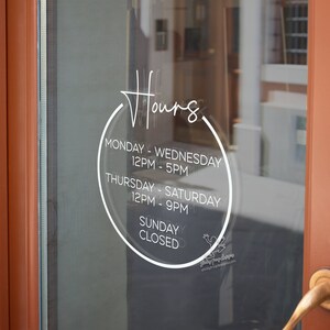 Boutique Store Hours Decal - Personalized Business Signage - Custom ...