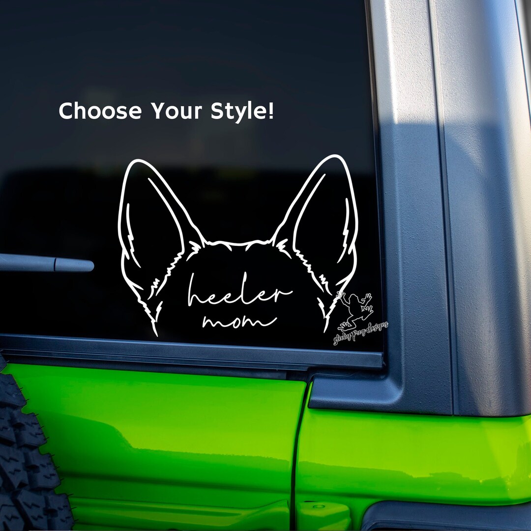 Heeler Ear Decal - Personalized Pet Vinyl Sticker - Australian Cattle ...