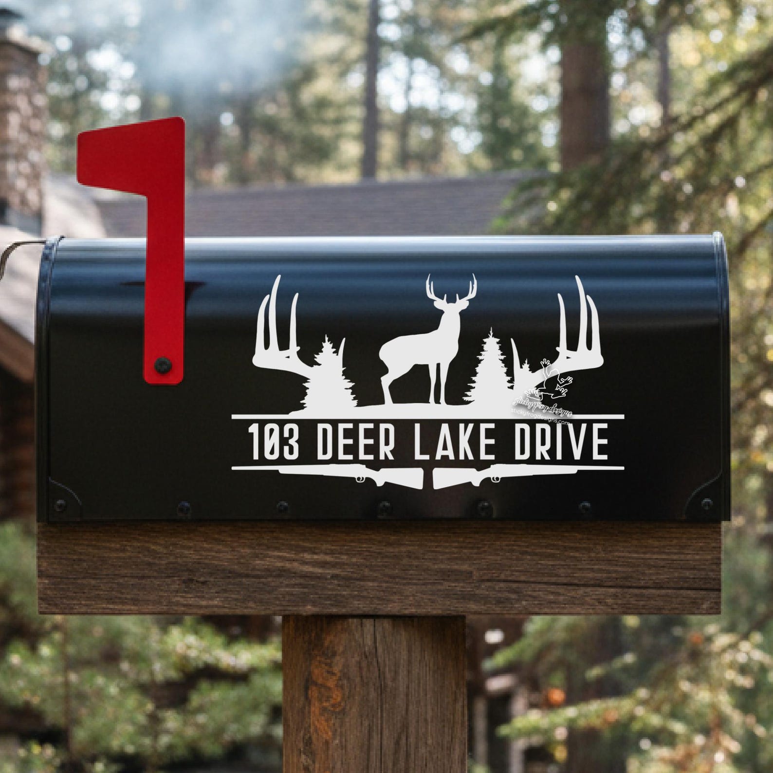 Custom Deer Mailbox Decal | Hunting Mailbox Address Numbers ...