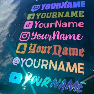 Social Media Username Decal for Cars, Tumblers, and More - Personalized ...
