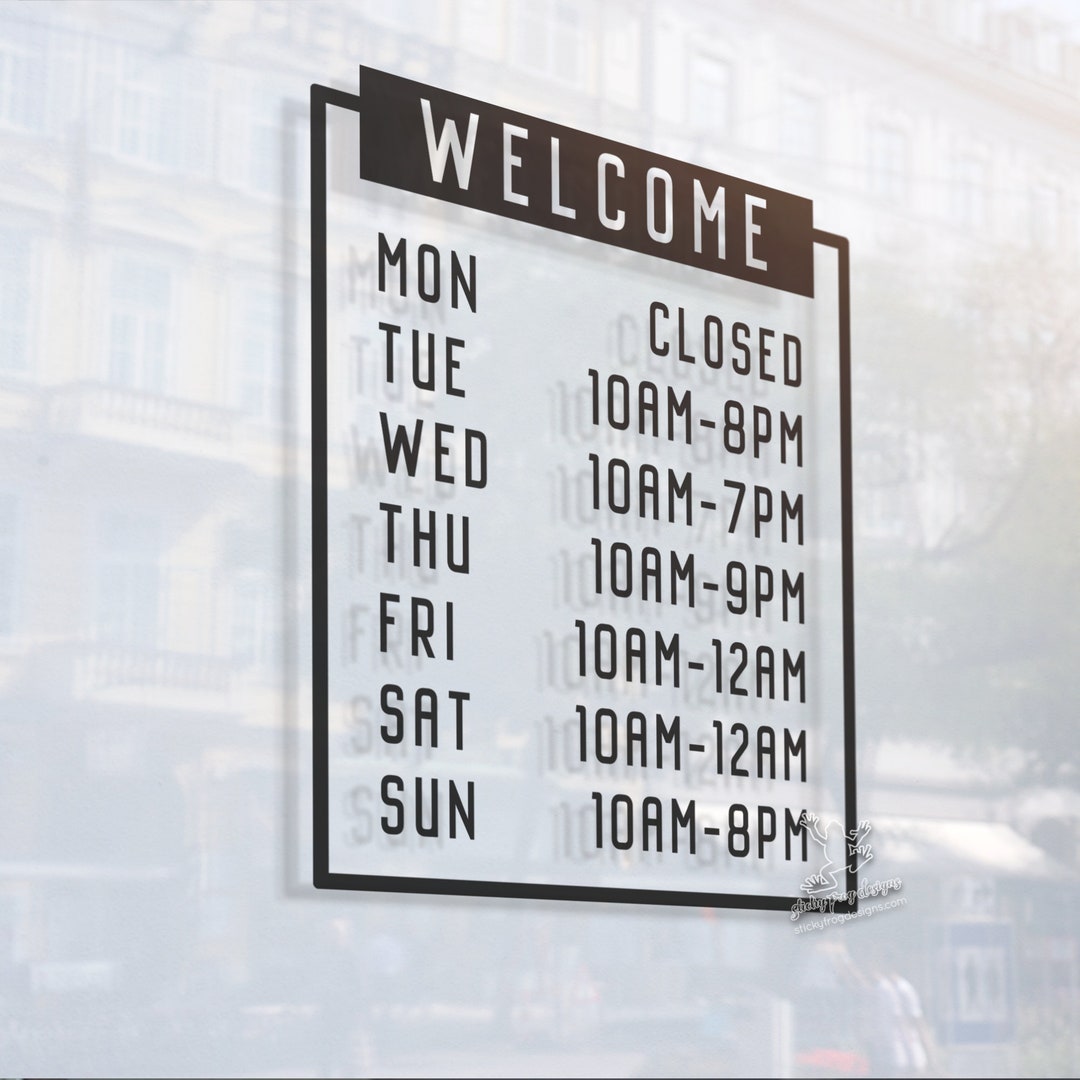 Modern Store Hours Decal Personalized Business Signage Custom Open ...